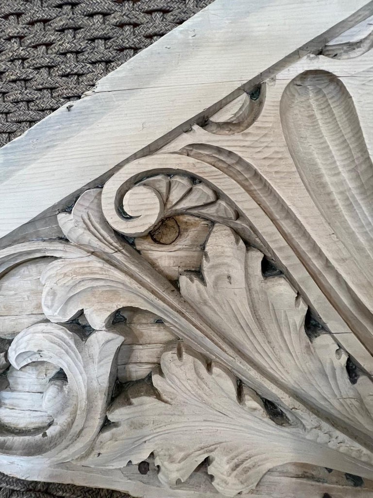 19th Century Antique Carved Wood House Overdoor Architectural Pediment ...