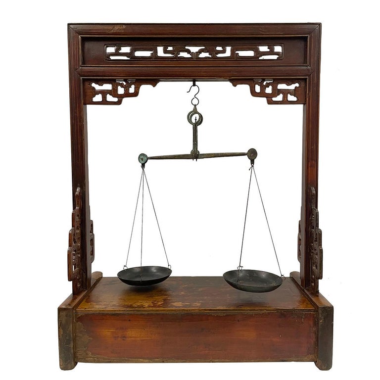19th Century Antique Chinese Apothecary Balance Scale Stand with ...