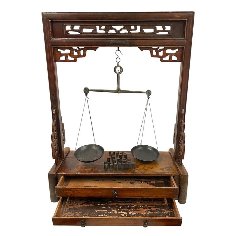 19th Century Antique Chinese Apothecary Balance Scale Stand with ...