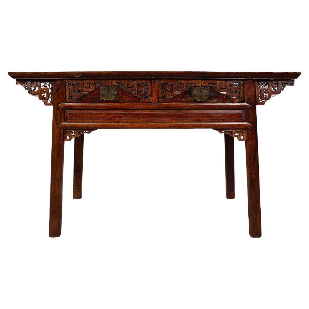 Chinese Hand-Carved Rosewood Writing Desk For Sale at 1stDibs