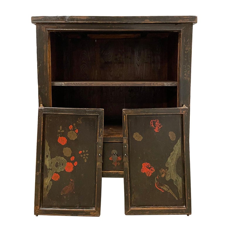 19th Century Antique Chinese Painted Cabinet/Side Table For Sale at 1stDibs