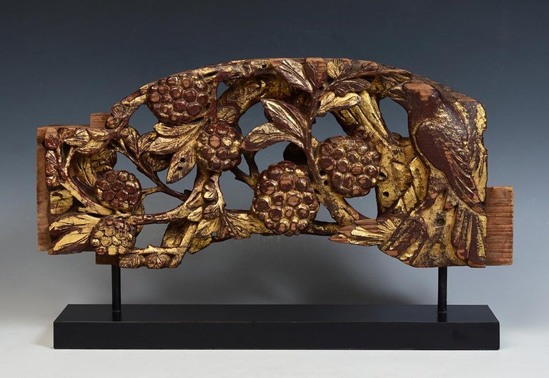 19th Century, Antique Chinese Wood Carving with Stand For Sale at 1stDibs