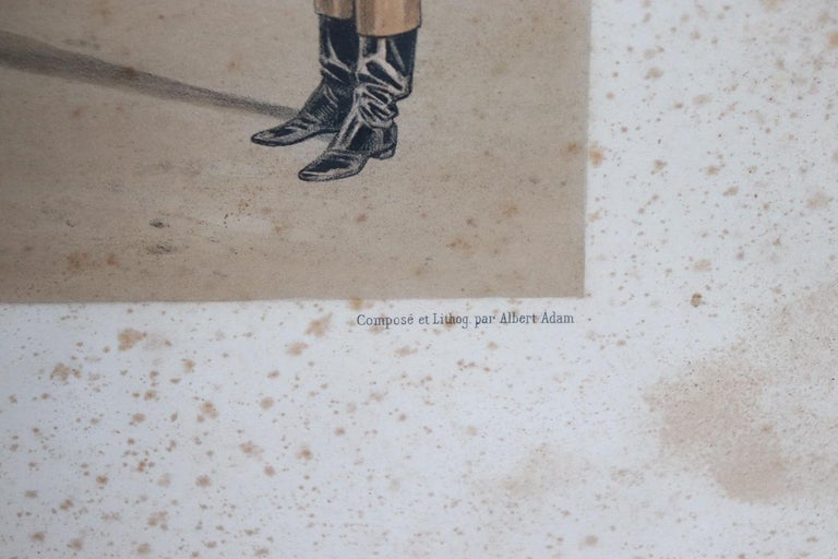 19th Century Antique Color Lithograph Print Signed Albert Adam at 1stDibs