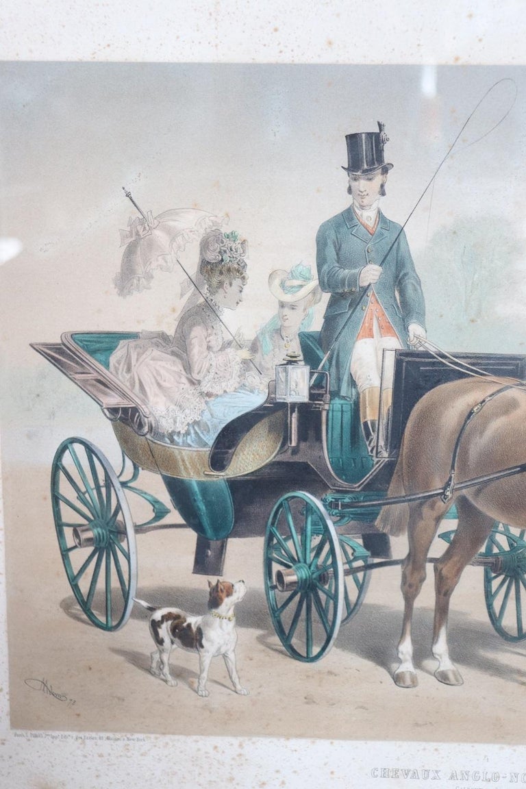 19th Century Antique Color Lithograph Print Signed Albert Adam at 1stDibs