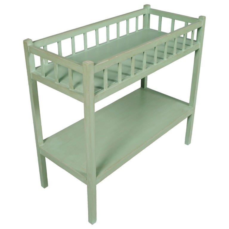 19th Century, Antique Country Emerald Lacquered Rustic Serving Table at ...