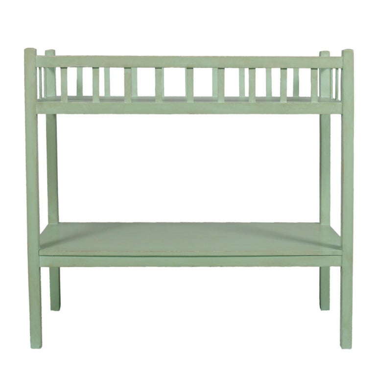 19th Century, Antique Country Emerald Lacquered Rustic Serving Table at ...