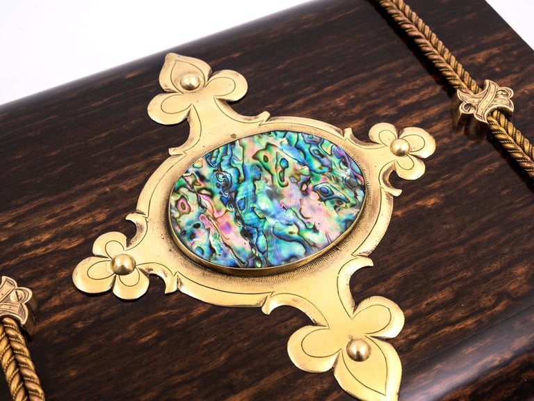 19th Century Antique Dome-Top Jewellery Box with Abalone Medallion For ...