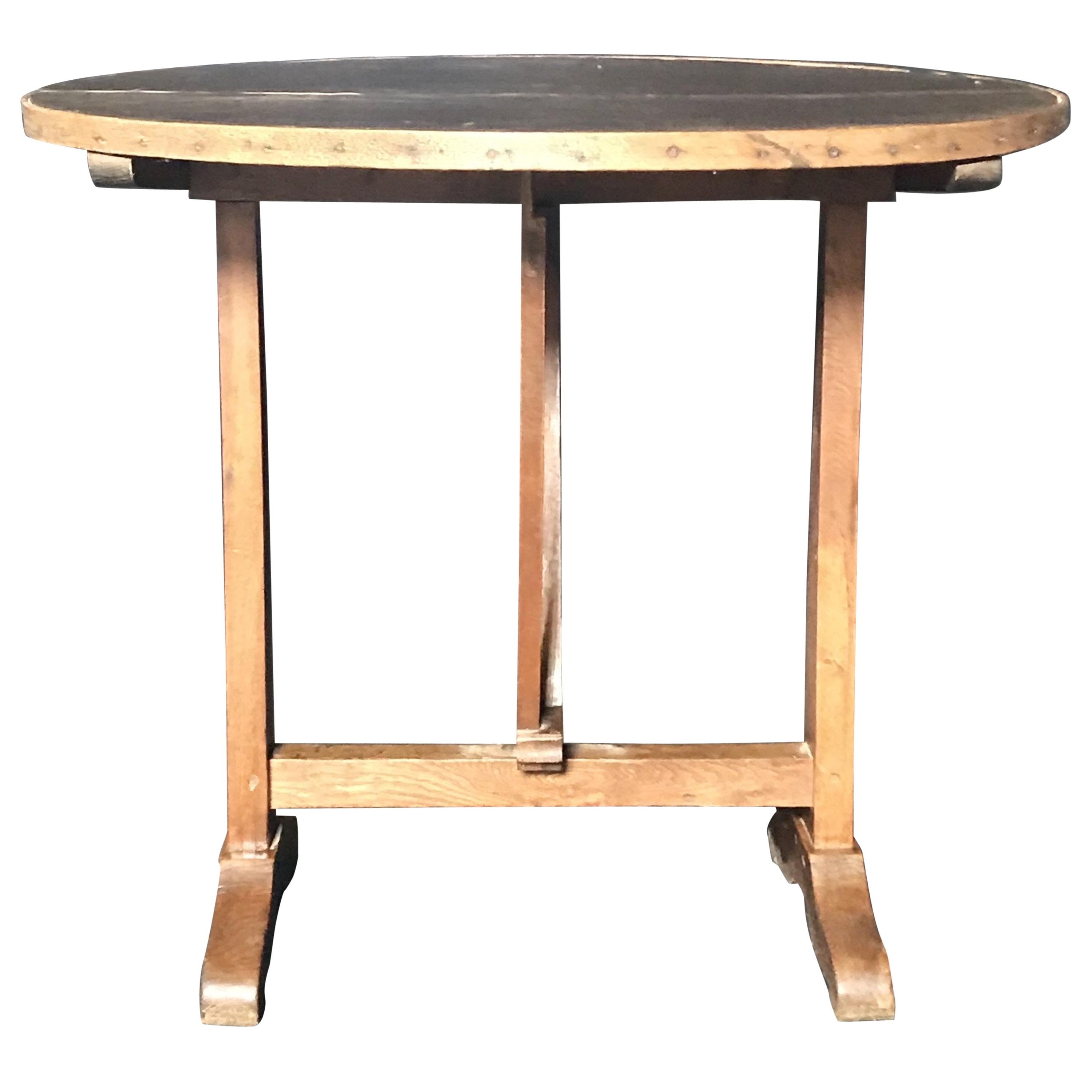 19th Century Antique French Leather Top Wine Tasting and Dining Table ...