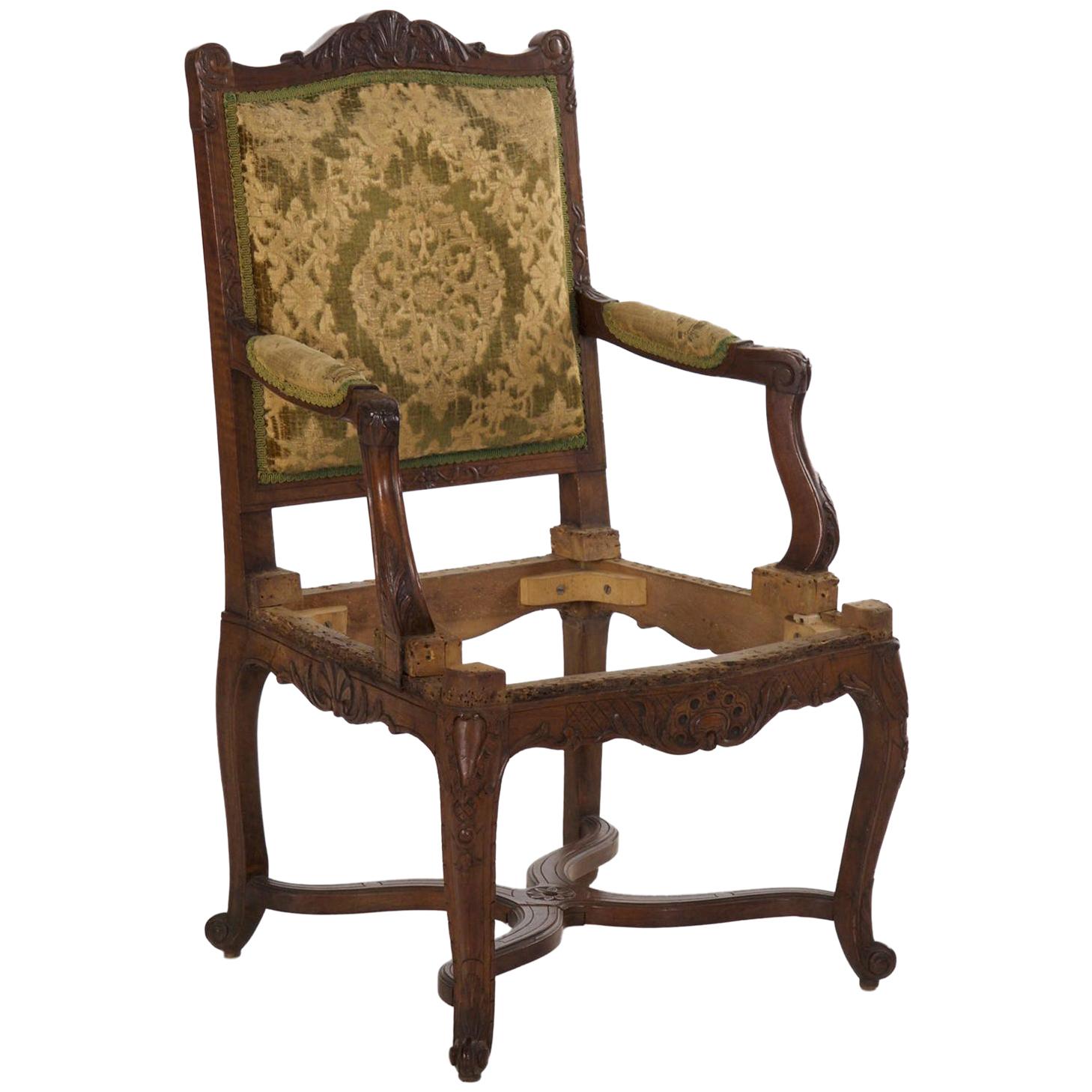 19th Century Antique French Rococo Revival Carved Walnut Armchair For ...