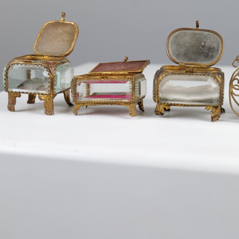 19th Century Antique French Set of Brass Wedding Caskets for Jewelry ...