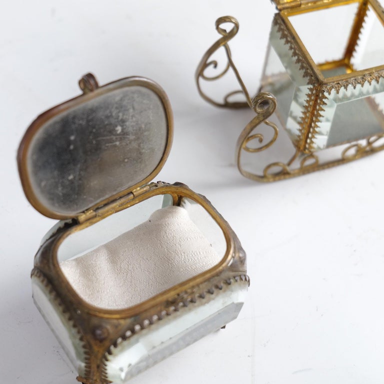 19th Century Antique French Set of Brass Wedding Caskets for Jewelry ...