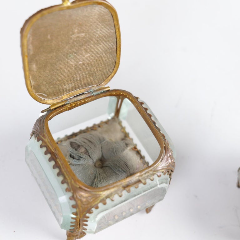 19th Century Antique French Set of Brass Wedding Caskets for Jewelry ...