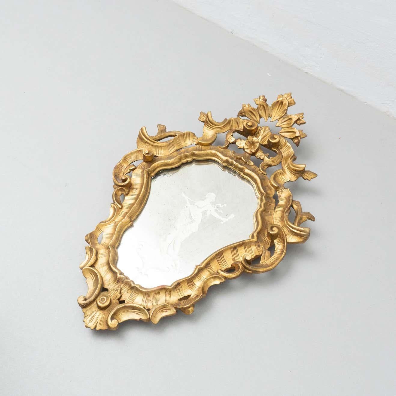 19th Century Antique Gold Cornucopia Mirror with Etched Female Figure ...