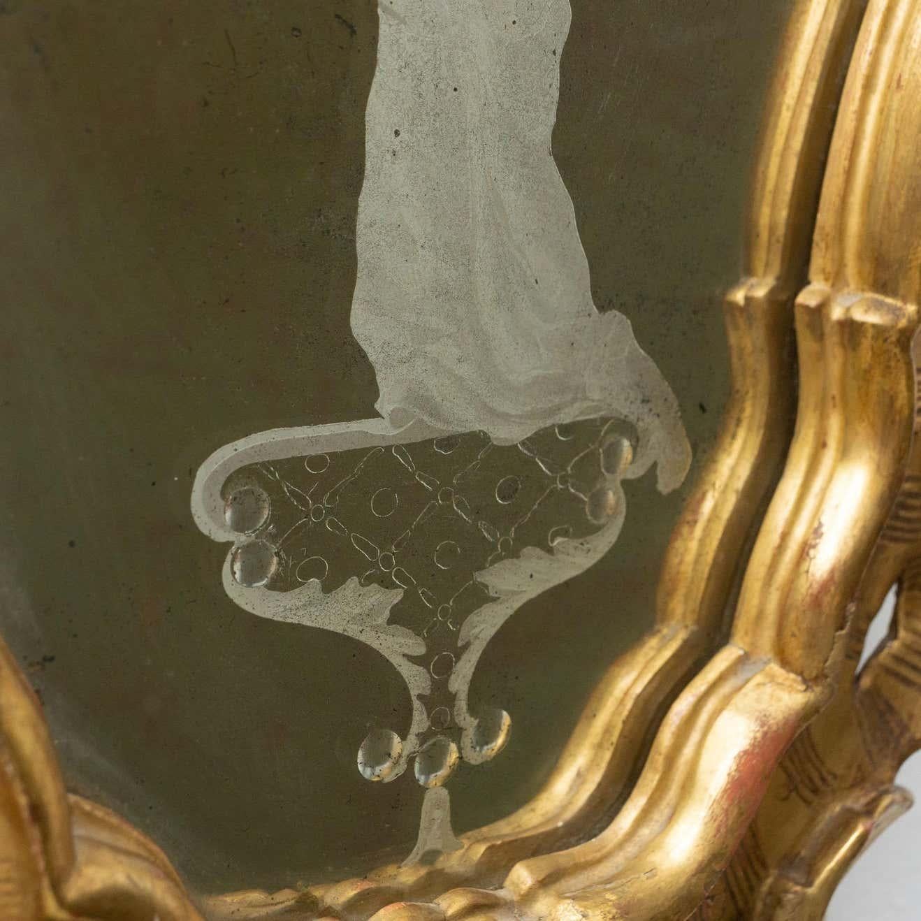 19th Century Antique Gold Cornucopia Mirror with Etched Female Figure ...