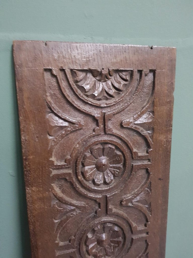 19th Century Antique Hand Carved Oak Panel For Sale at 1stDibs