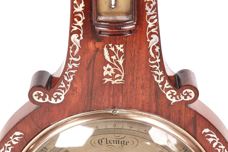 19th Century Antique Hardwood Inlaid Banjo Barometer For Sale at 1stDibs