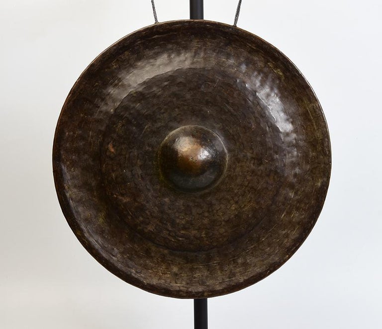 19th Century, Antique Laos Bronze Gong with Stand For Sale at 1stDibs