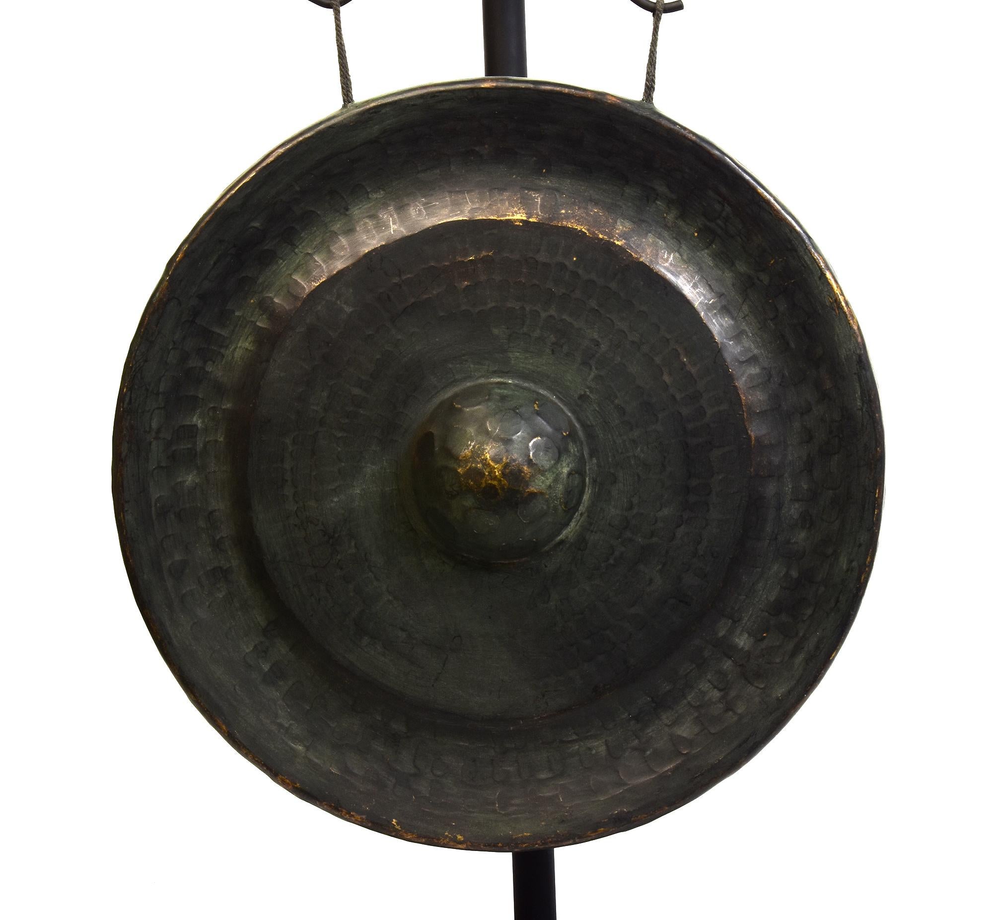 19th Century, Antique Laos Bronze Gong with Stand For Sale at 1stDibs