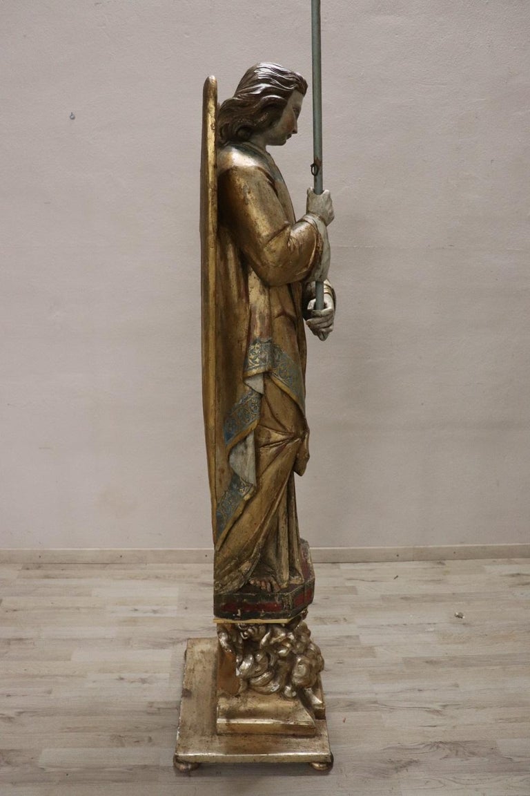 19th Century Antique Large Angel Sculpture in Hand Carved Wood For Sale ...