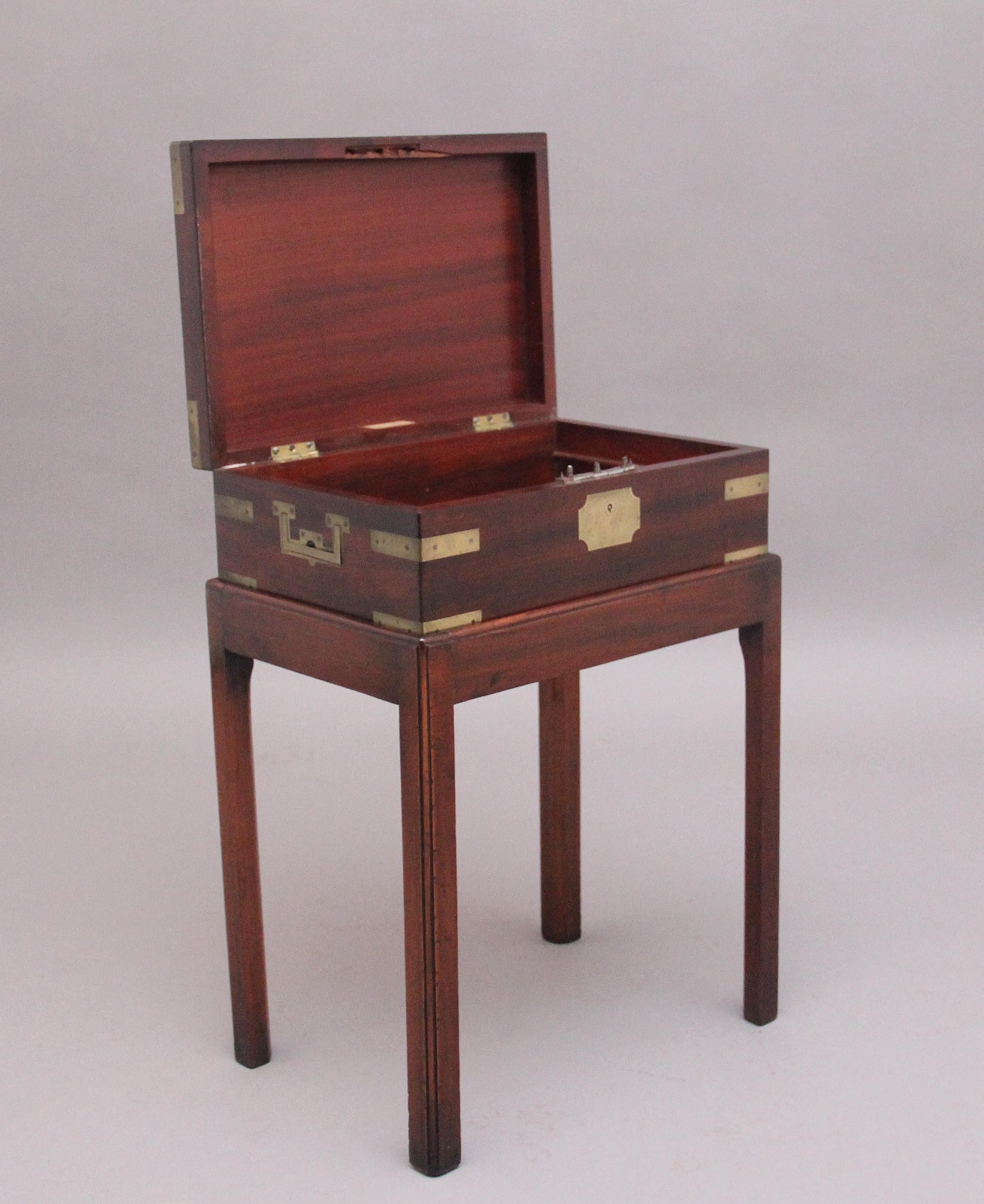 19th Century antique mahogany box on later stand For Sale at 1stDibs