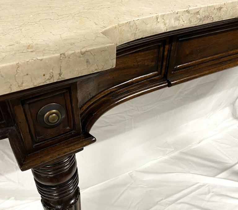 19th Century Antique Mahogany Console with Marble Top For Sale at 1stDibs