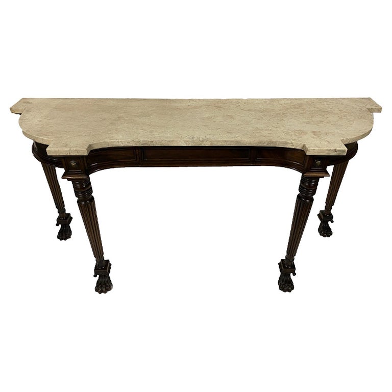 19th Century Antique Mahogany Console with Marble Top For Sale at 1stDibs