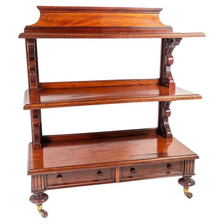 19th Century Antique Mahogany Three Tier Buffet Table with Drawer ...