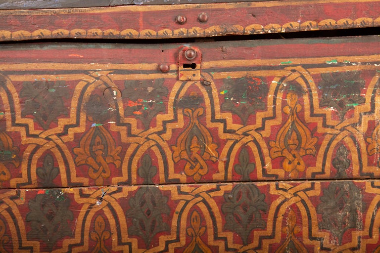 19th Century Antique Moroccan Hand Painted Wood Berber Chest For Sale ...