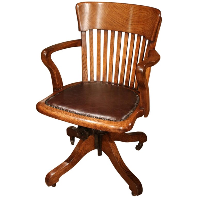 19th Century Antique Oak Office Chair at 1stDibs