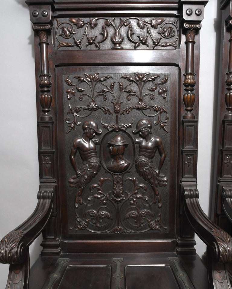 19th Century Antique Pair of Renaissance Style Wood Thrones at 1stDibs