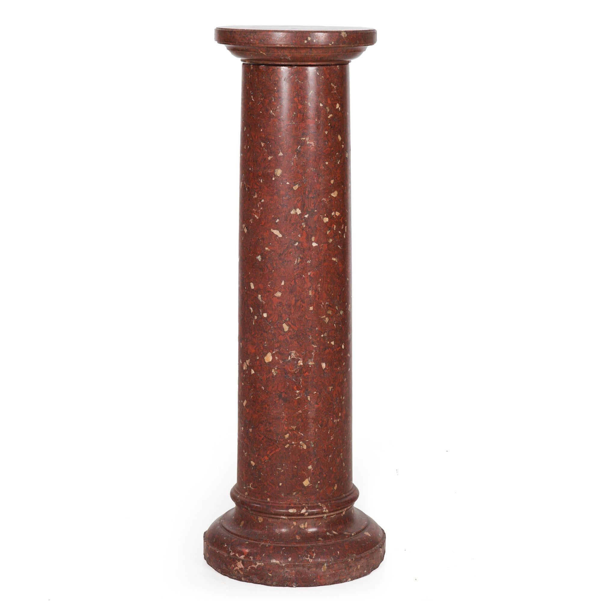 19th Century Antique Porphyry Marble Pedestal with Rotating Capital at ...