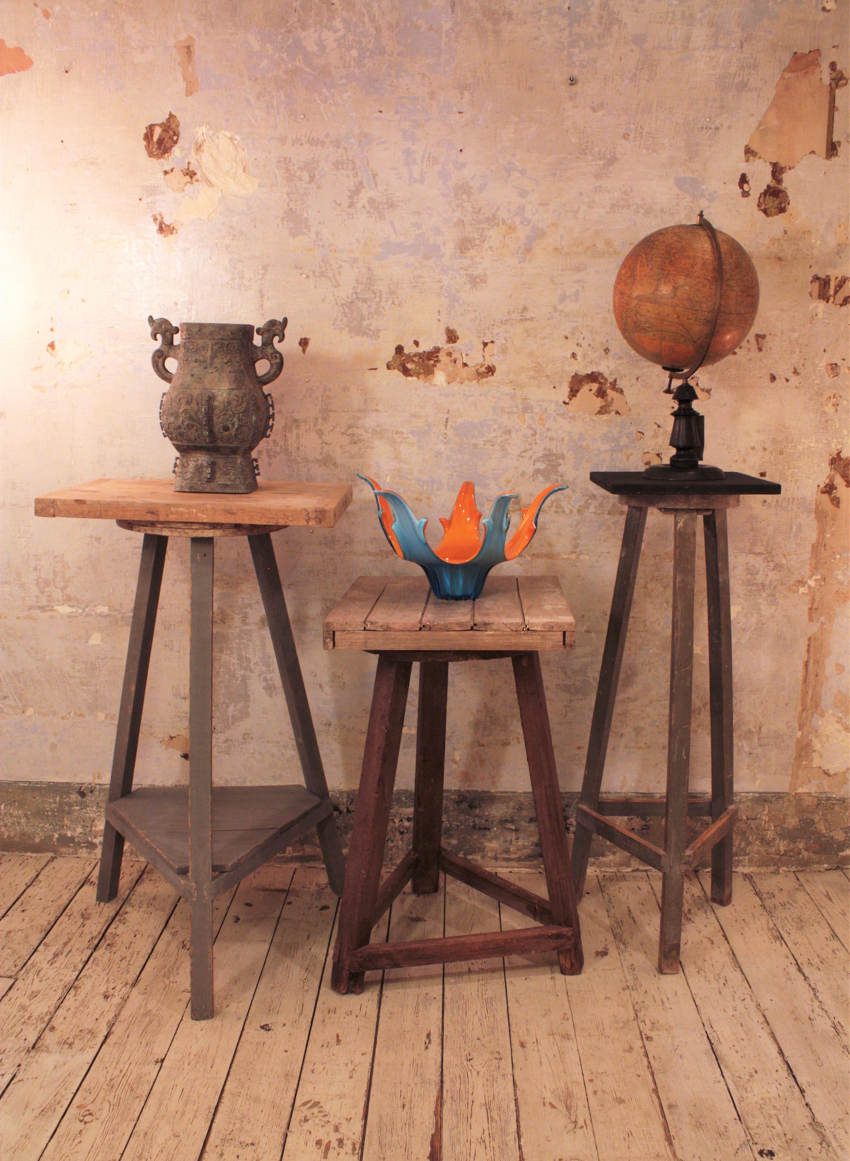 Sculpture Stand in Grey Patinaned Wood, 19th Century For Sale at ...