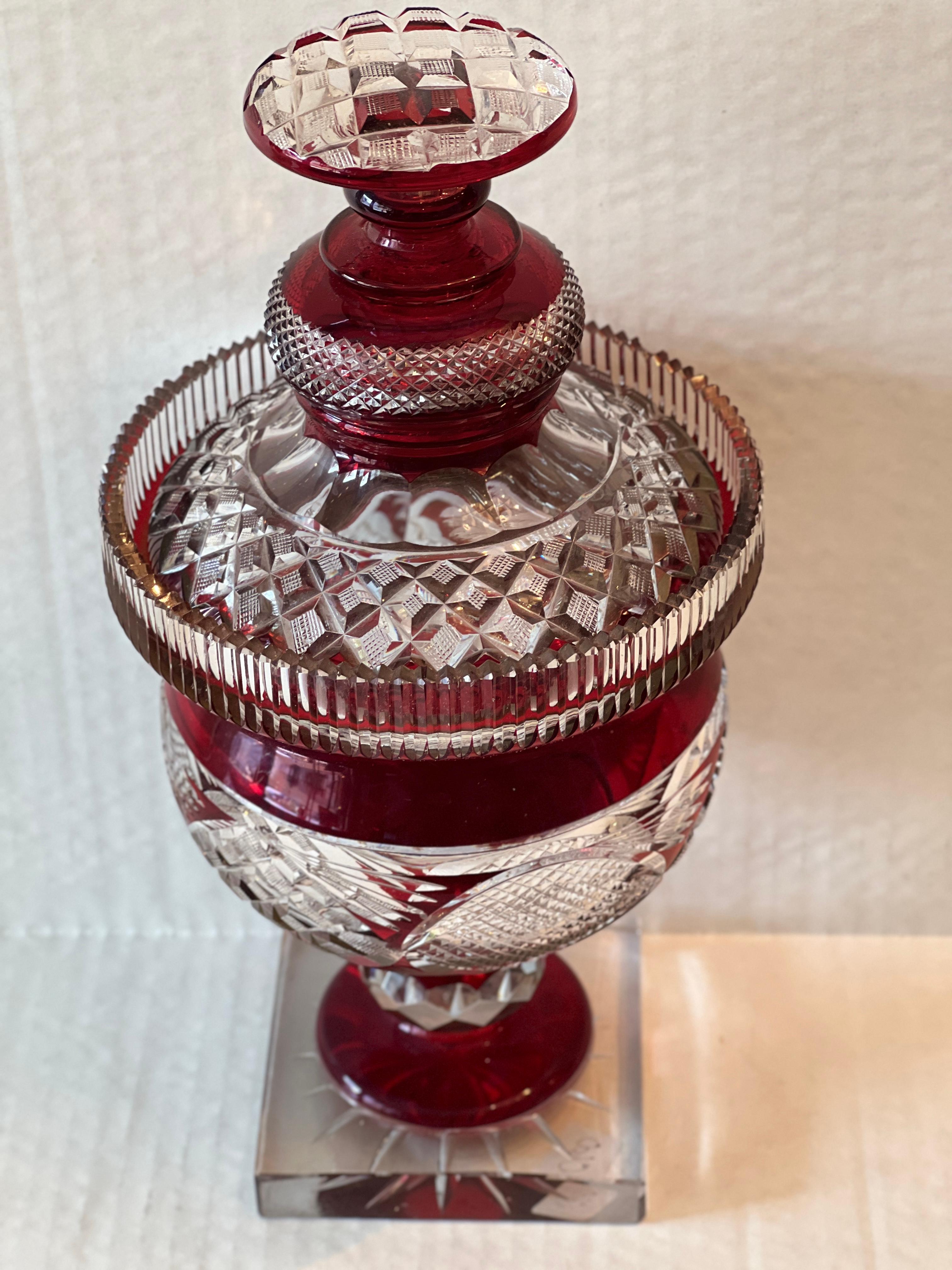 19th Century Antique Ruby Cut Bohemian Glass For Sale at 1stDibs