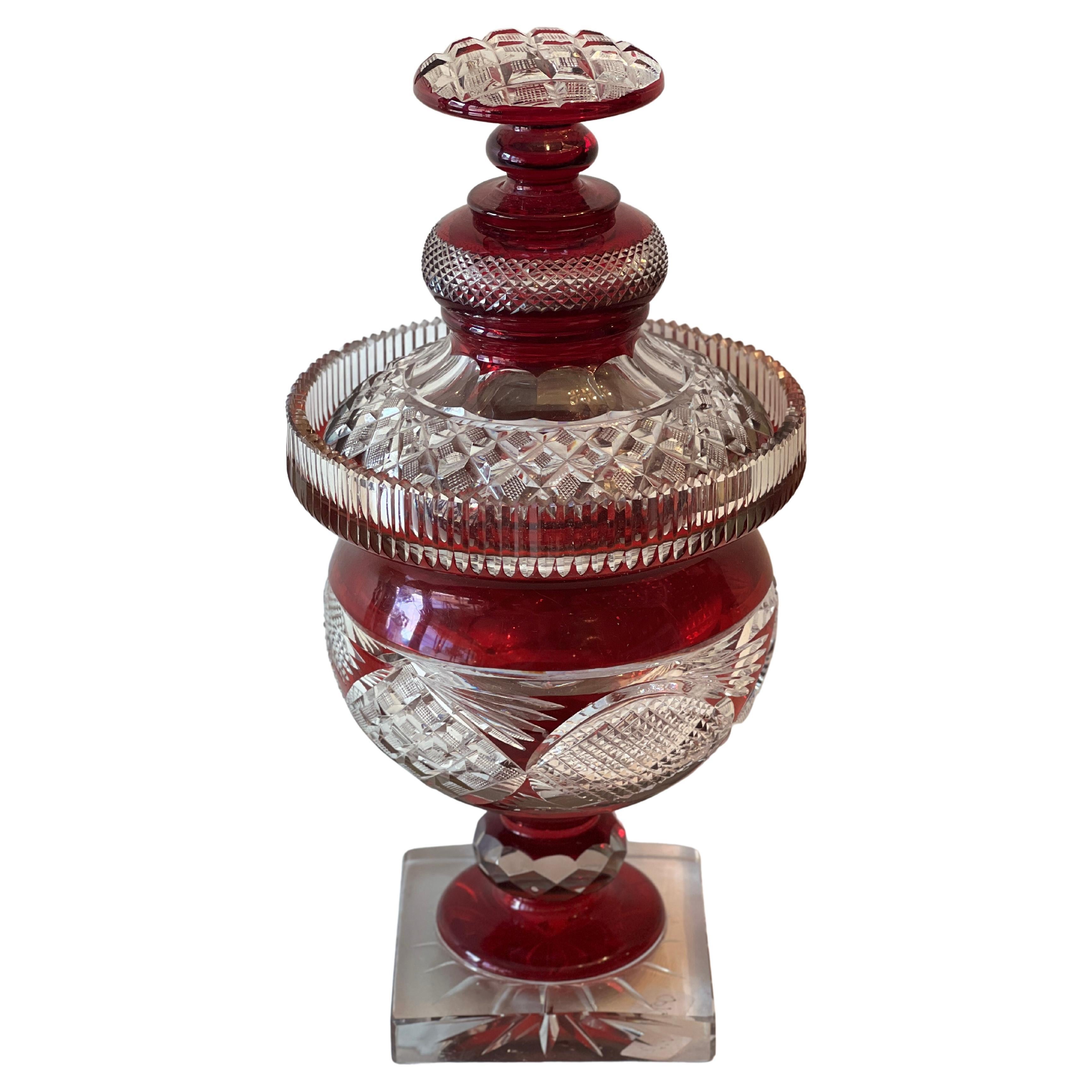 19th Century Antique Ruby Cut Bohemian Glass For Sale at 1stDibs