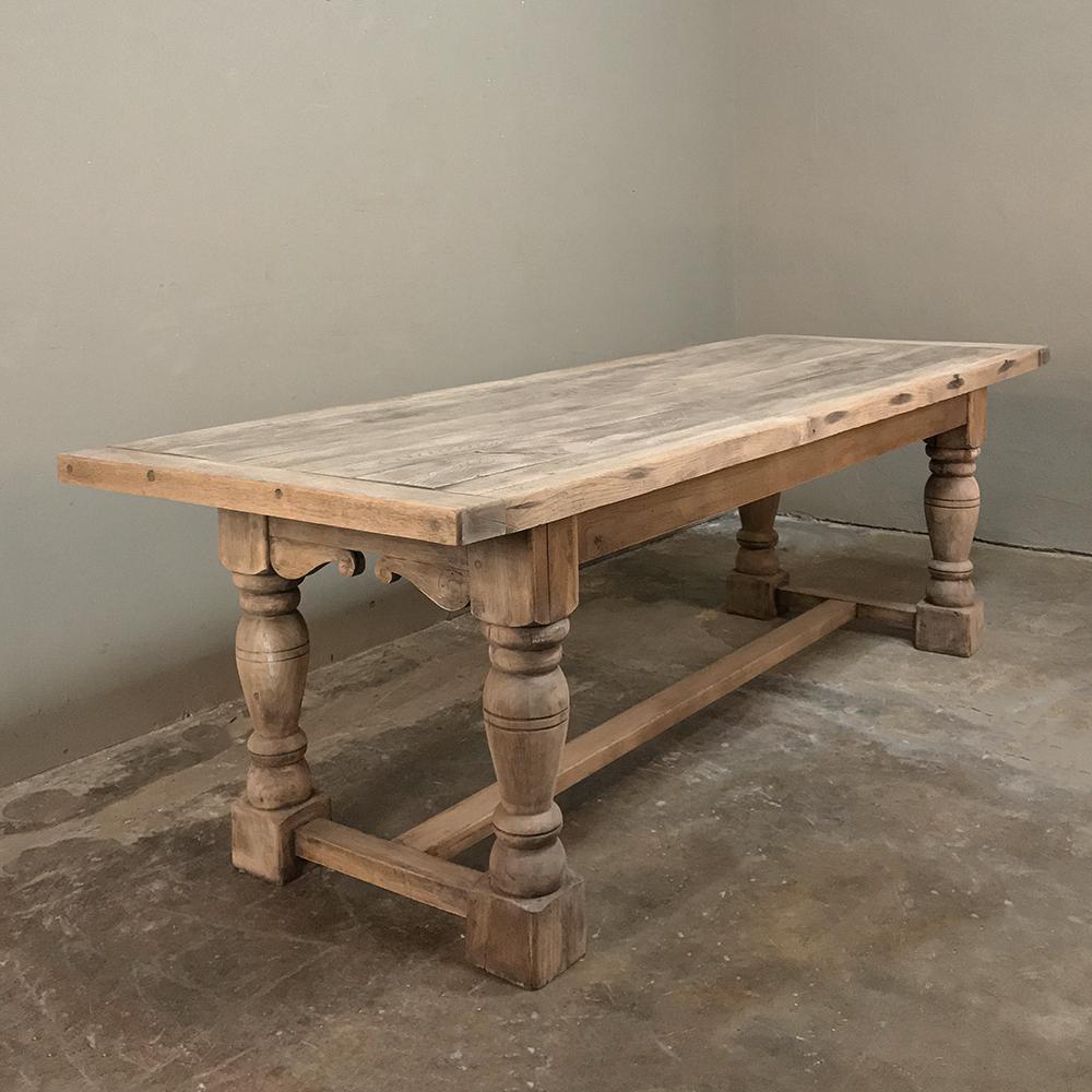 19th Century Antique Rustic Solid Stripped Oak Farm Table at 1stDibs
