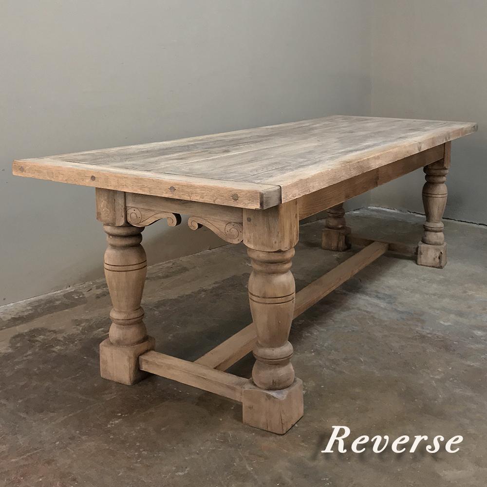 19th Century Antique Rustic Solid Stripped Oak Farm Table at 1stDibs