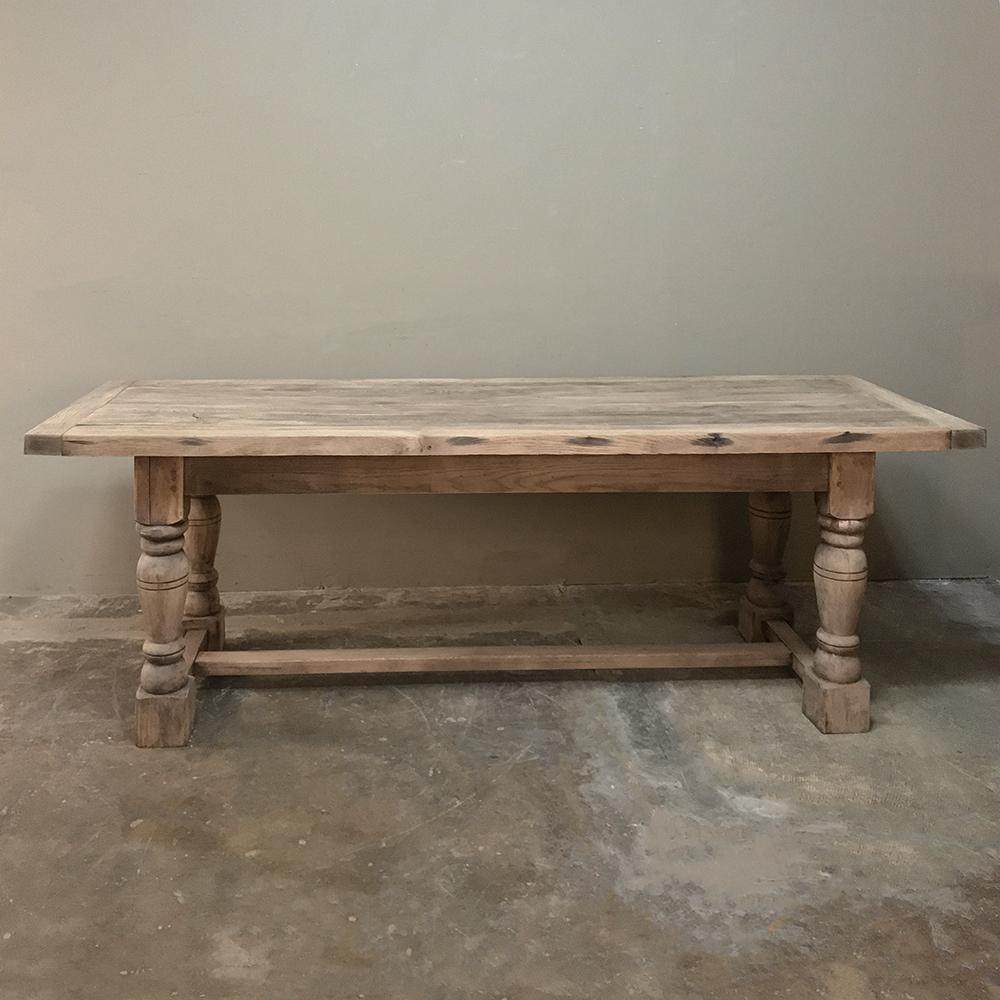 19th Century Antique Rustic Solid Stripped Oak Farm Table at 1stDibs