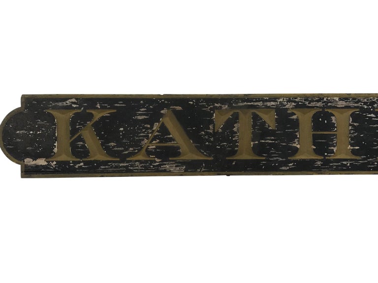 19th Century Antique Ship or Ferry Painted Wood Name Board Sign ...