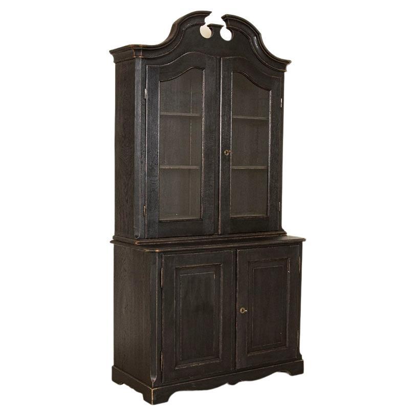 Large Black Painted 1900s French Shop Oak Bookcase Cabinet at 1stDibs