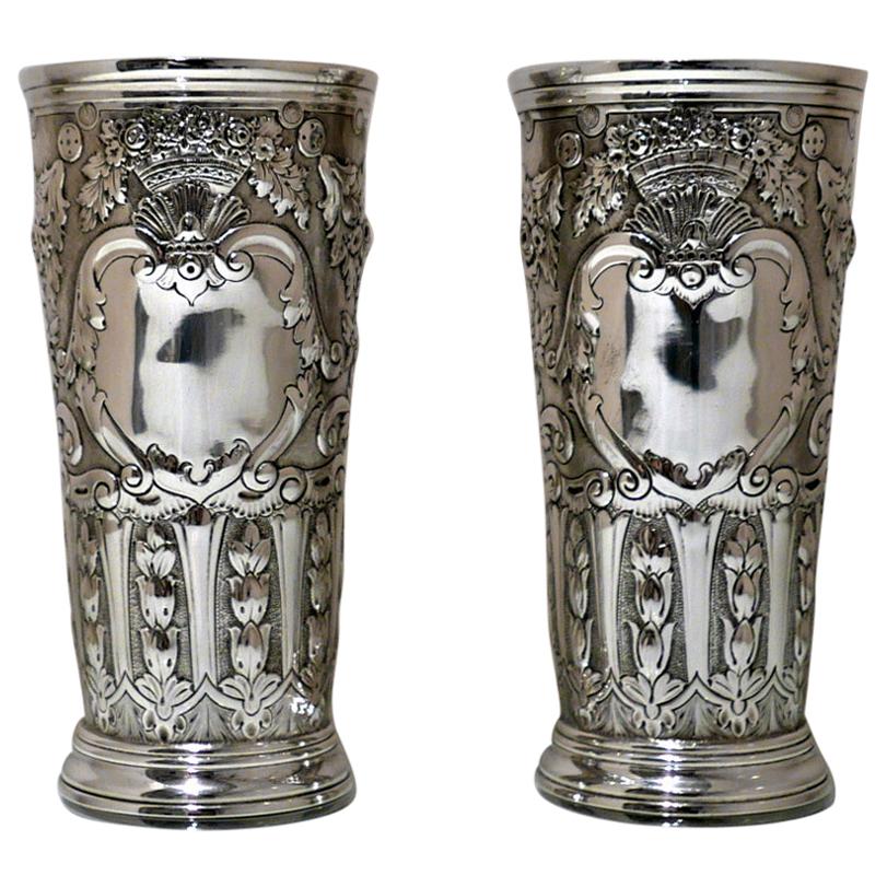 19th Century Antique Victorian Sterling Silver Pair Vases London 1892 ...