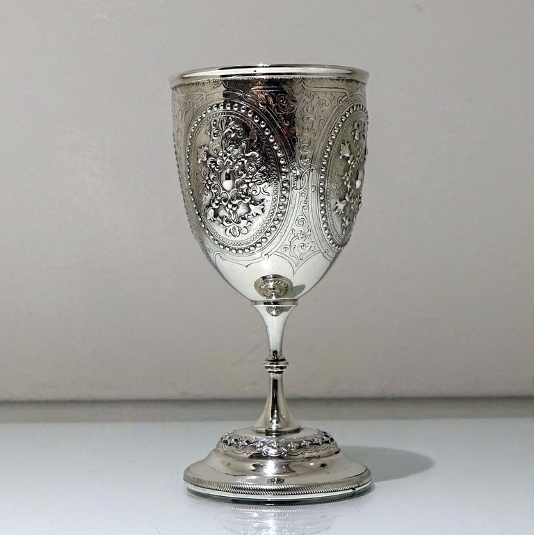 19th Century Antique Victorian Sterling Silver Wine Goblet London 1871 ...