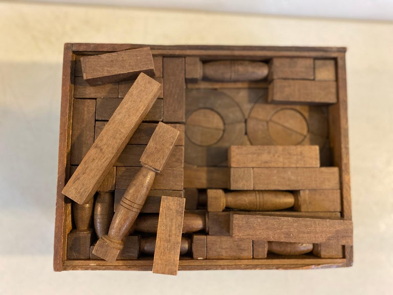 19th Century Antique Wooden Building Blocks / Game Pieces at 1stDibs