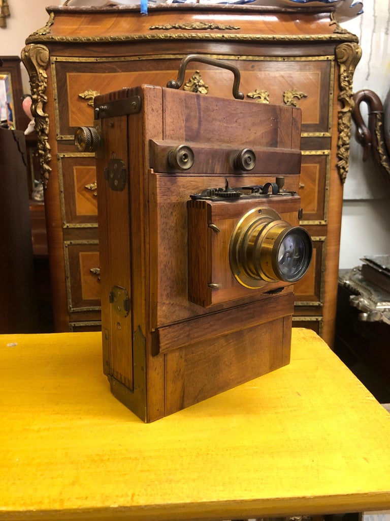 19th Century Antique Wooden Plate Folding Photographic Camera with ...