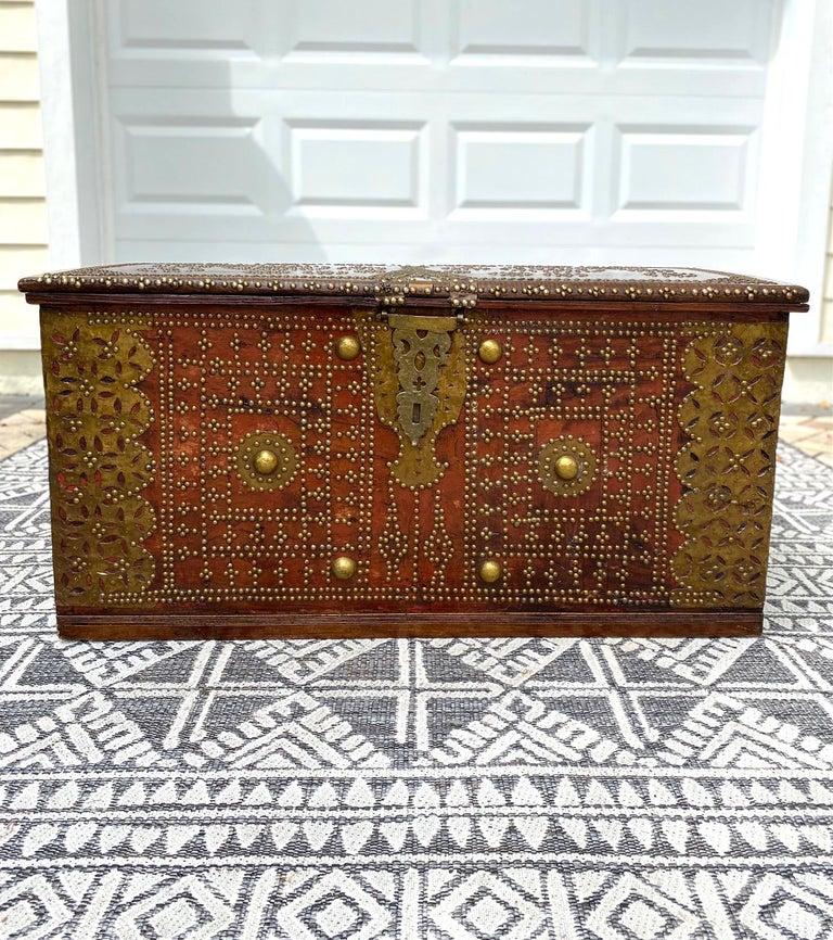 19th Century Antique Zanzibar Chest in Teak Wood and Brass Studs For ...