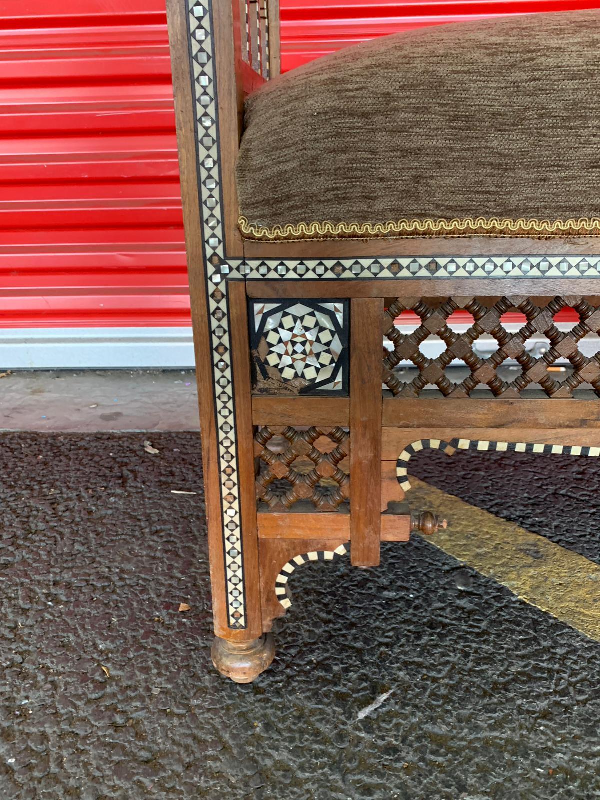 19th Century, Arabesque Chair with Mosaic Details - From the Middle ...