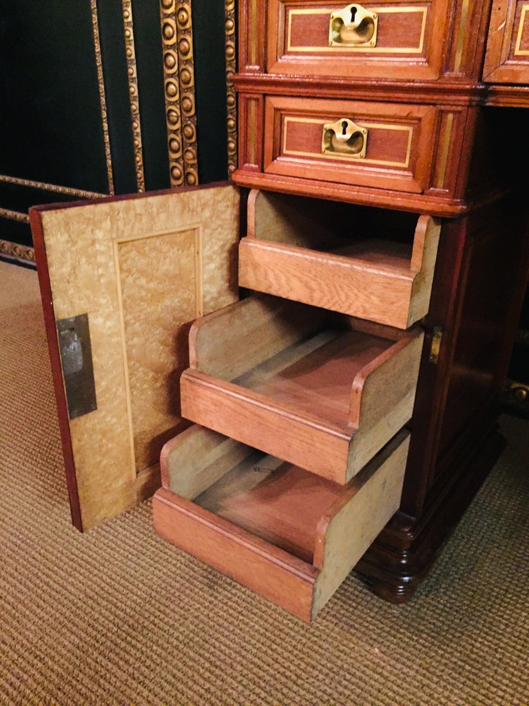 19th Century Art Deco Make-Up Table Solid Oak with 3 Mirrors in the ...