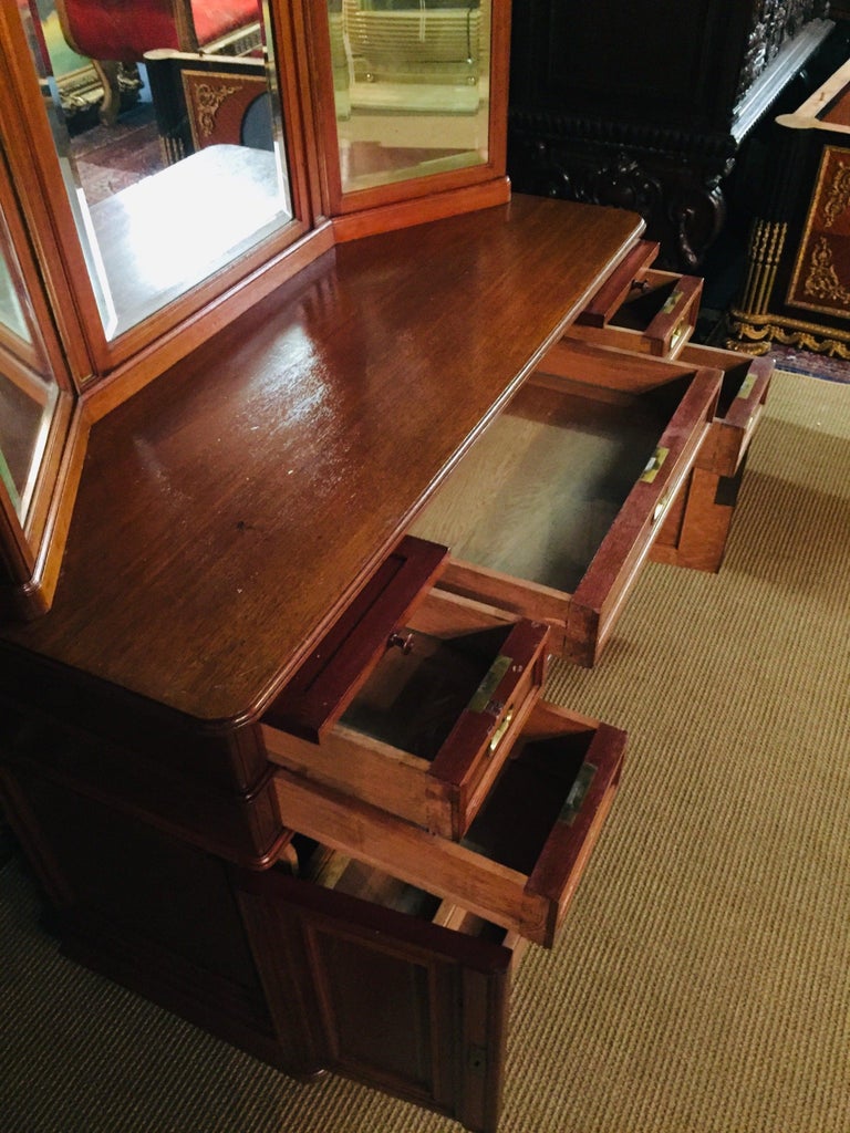 19th Century Art Deco Make-Up Table Solid Oak with 3 Mirrors in the ...