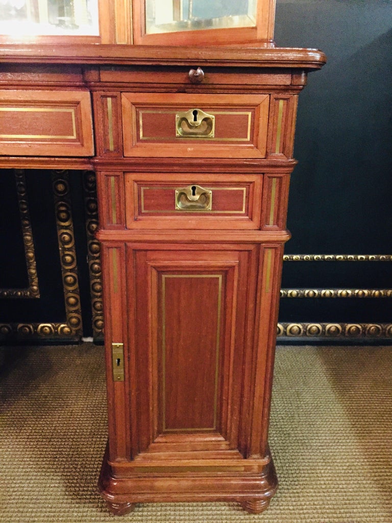 19th Century Art Deco Make-Up Table Solid Oak with 3 Mirrors in the ...