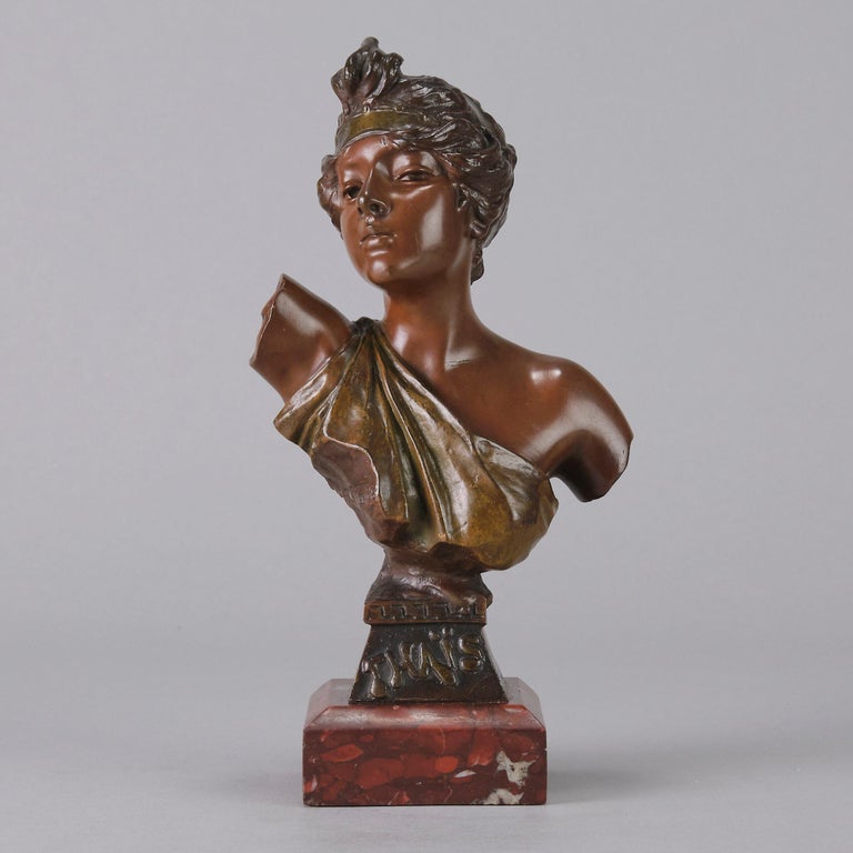 19th Century Art Nouveau Bronze Bust Entitled "Thaïs" by Emmanuel ...