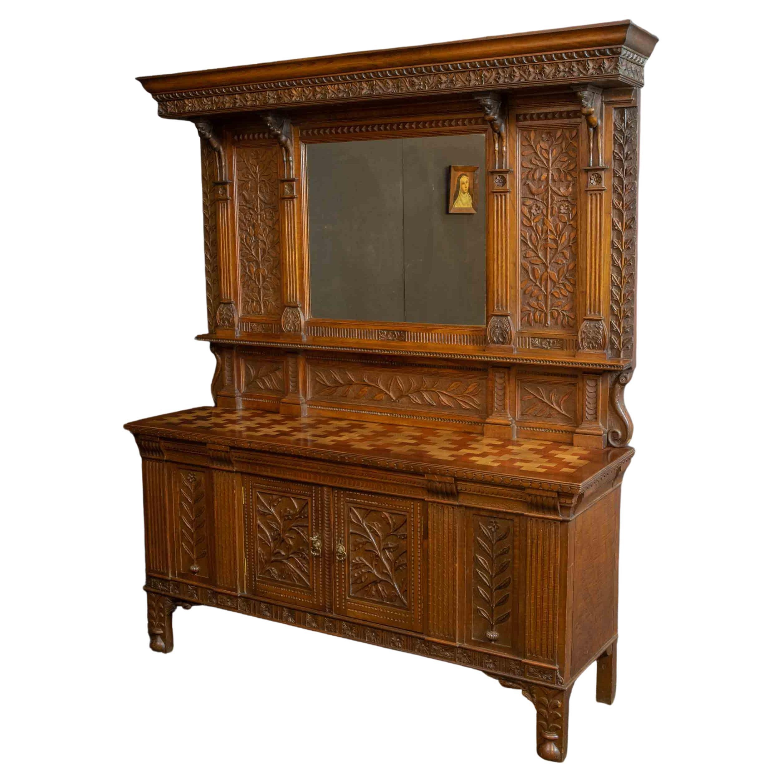 19th Century English Oak Carolean Style Dresser For Sale at 1stDibs